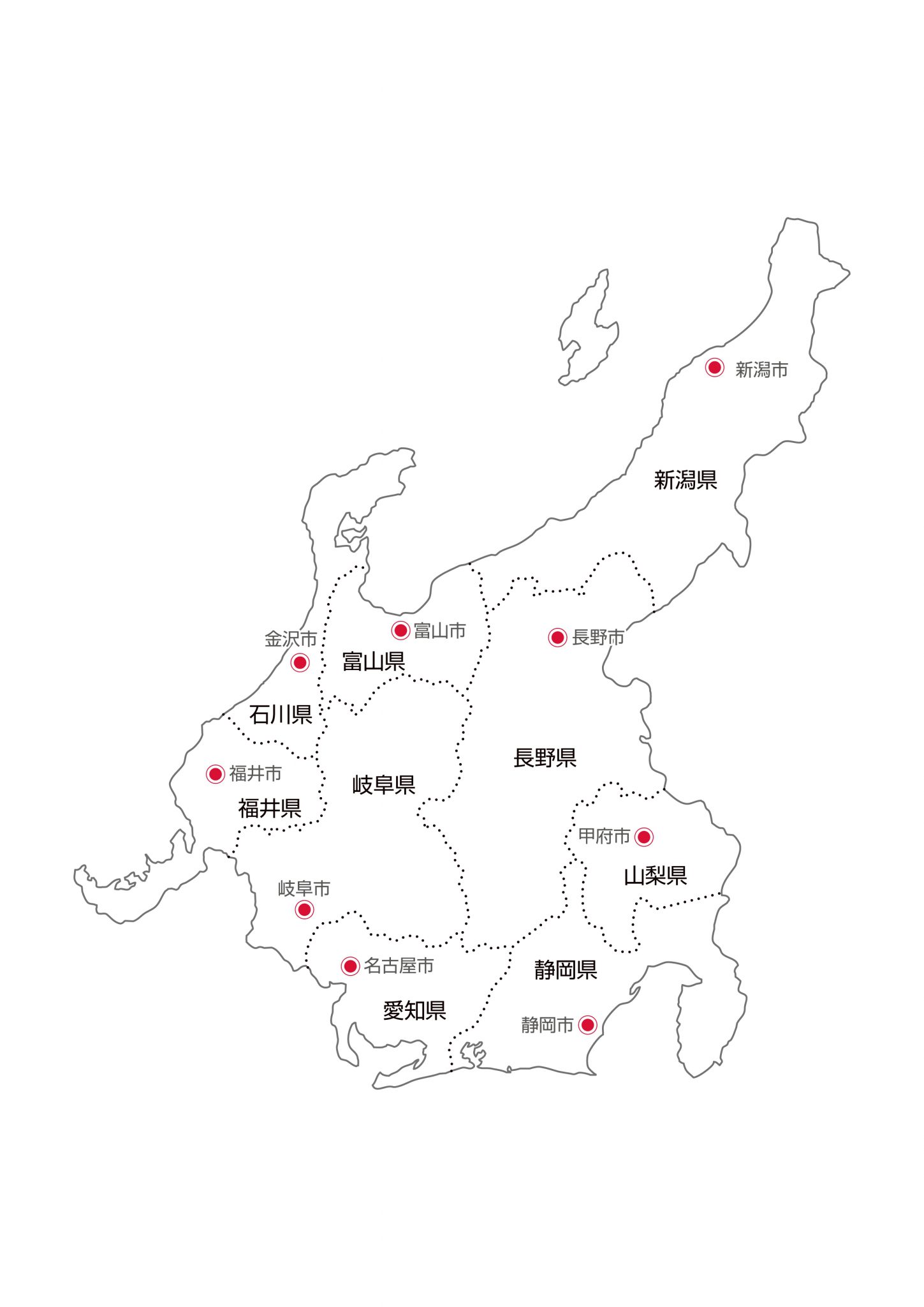 中部地方10県の地図イラストを無料ダウンロード